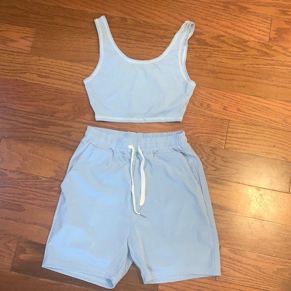 Intimates & Sleepwear | Light Blue Shorts And Cropped Top Bra Set ...